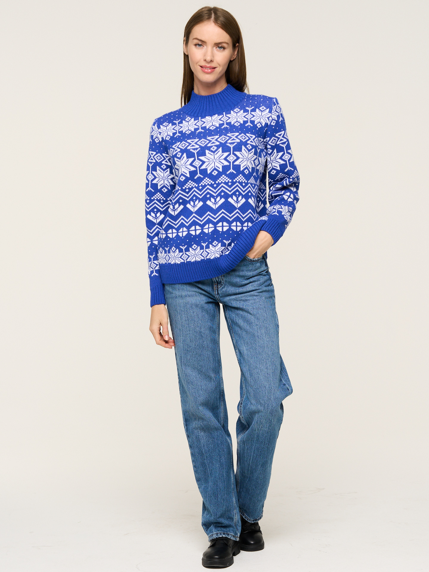 Джемпер NewVay 5232-41304 электрик/белый купить с доставкой по России | Интернет-магазин ...