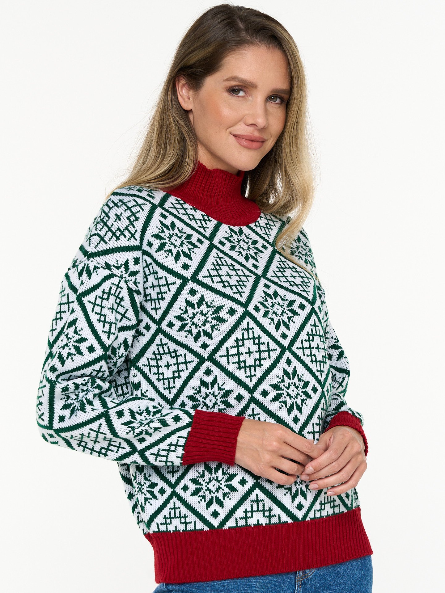 Джемпер NewVay 5232-41310 белый/тайга/красный купить с доставкой по России | Интернет-магазин ...